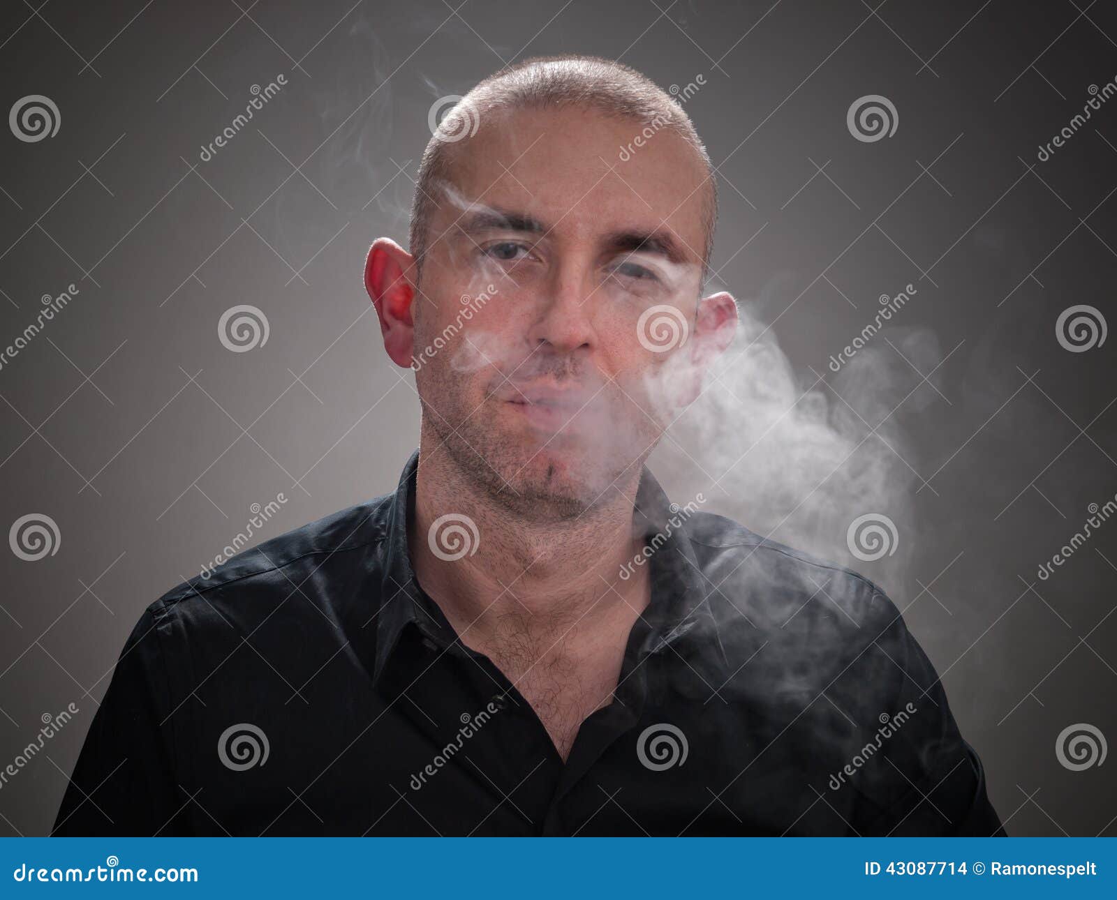 Man Smoking with Smoke in His Face Stock Photo - Image of color ...