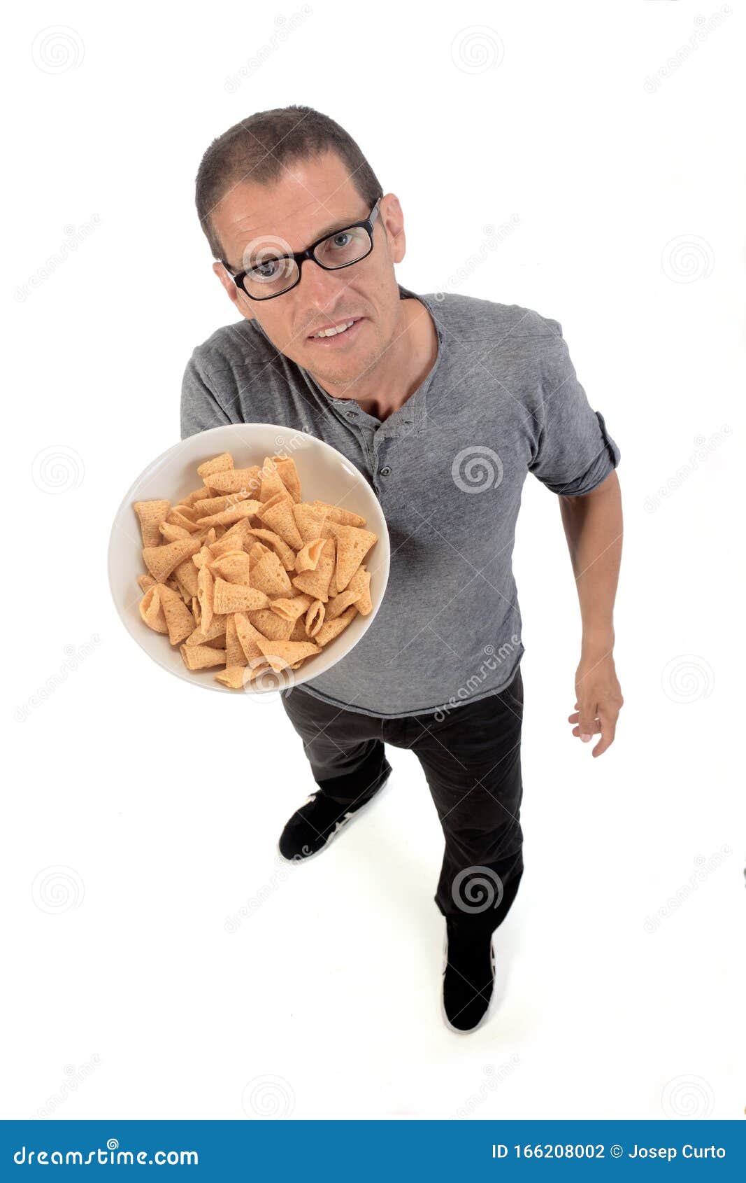 Man with Snacks on White Background Stock Photo - Image of person ...