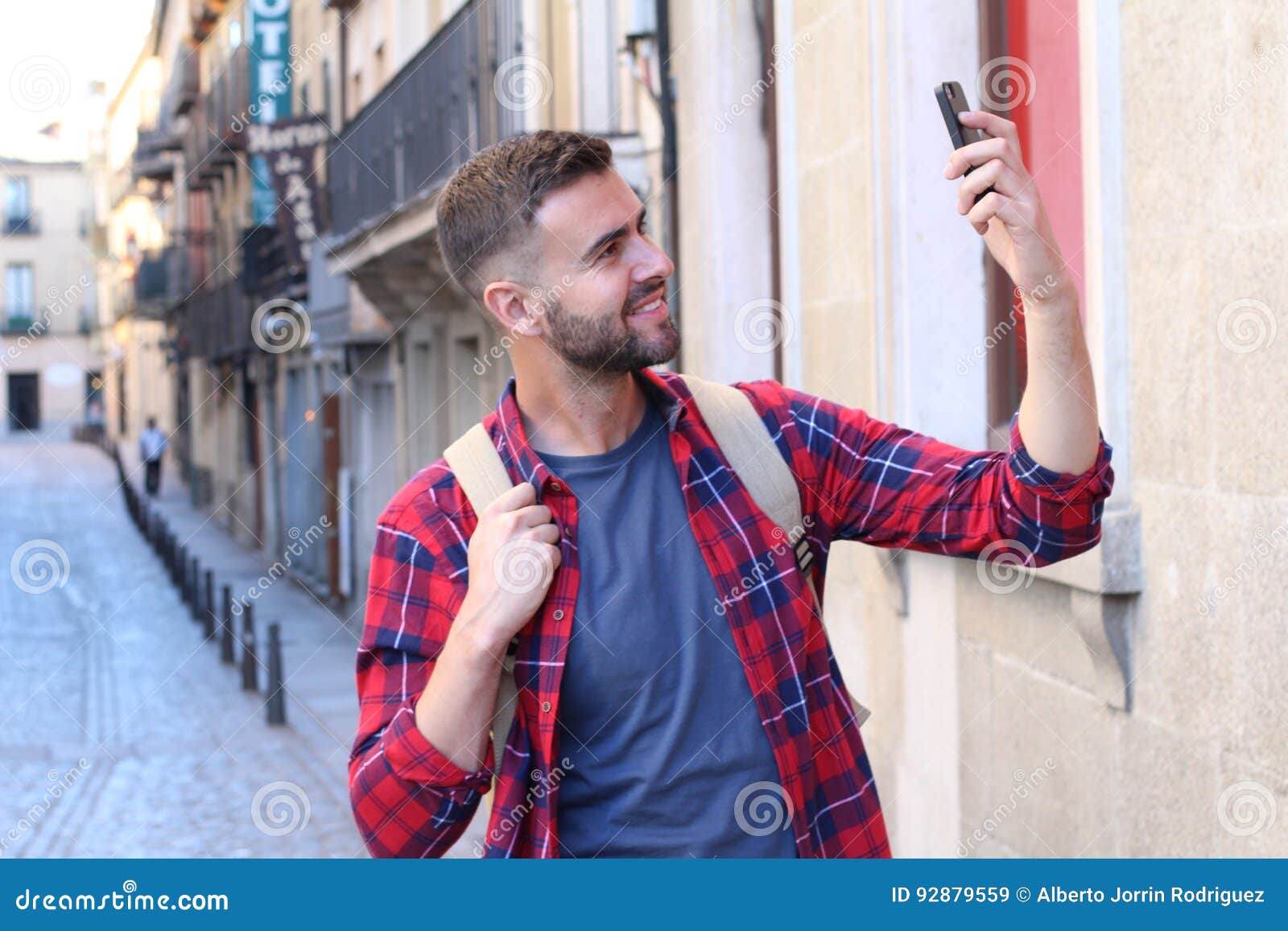Man Snapping a Selfie for Social Media Stock Image - Image of city ...