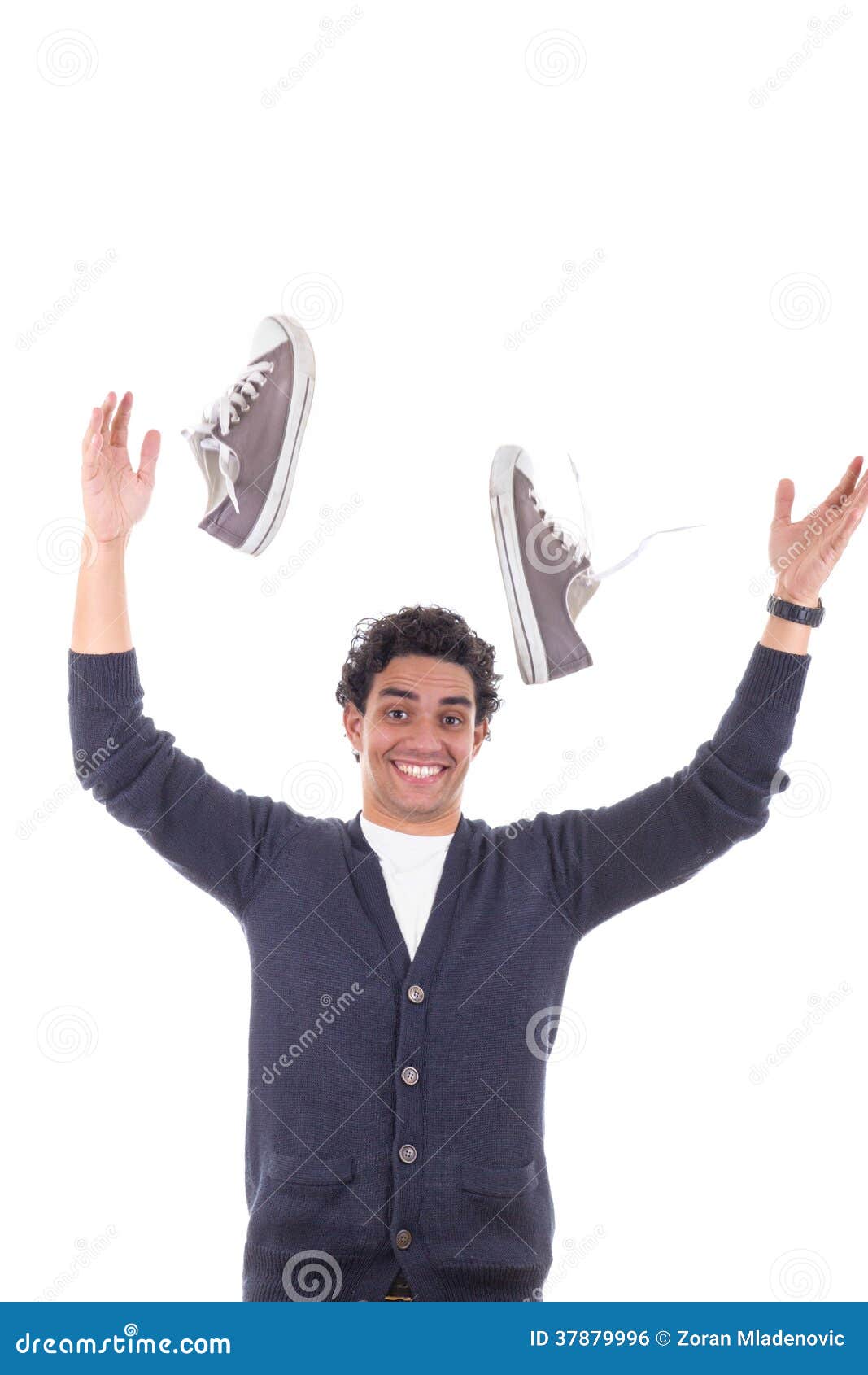 Man with Sneakers Throwing Them Away Stock Photo - Image of attitude ...