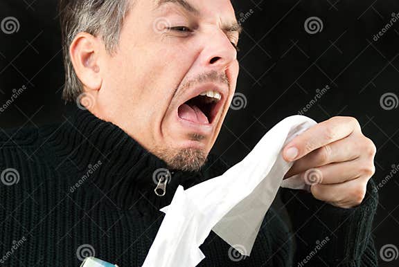 Man Sneezes stock image. Image of nose, hayfever, medical - 36623091