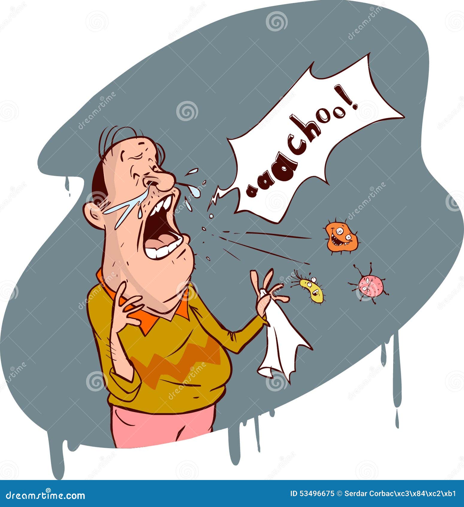 The man sneezes stock vector. Illustration of sneezing - 53496675