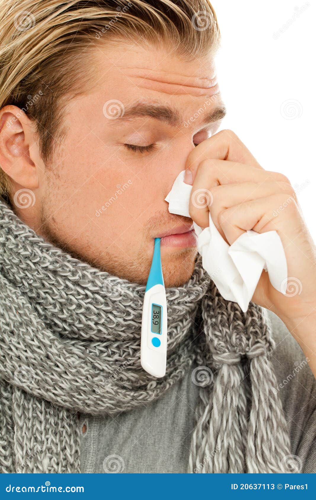 Man sneezing stock image. Image of shirt, cold, disease - 20637113