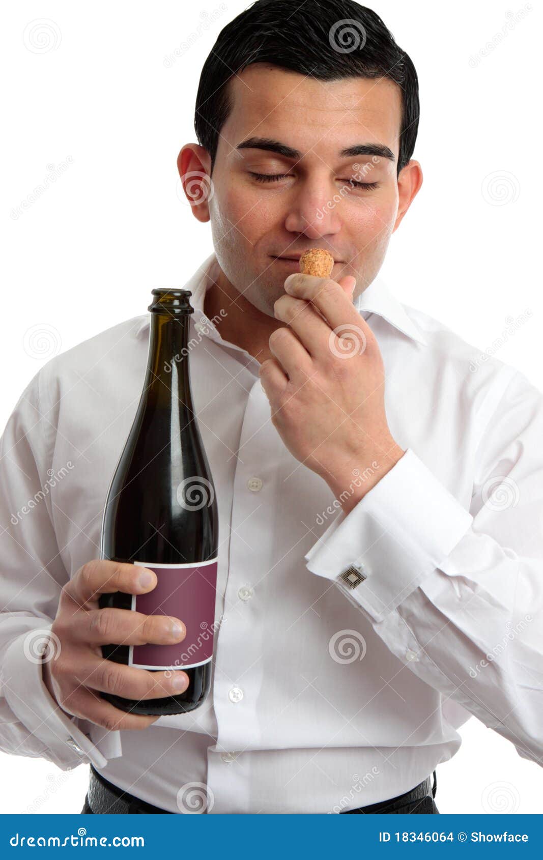Man sniffing wine cork stock photo. Image of ethnic, alcoholic - 18346064