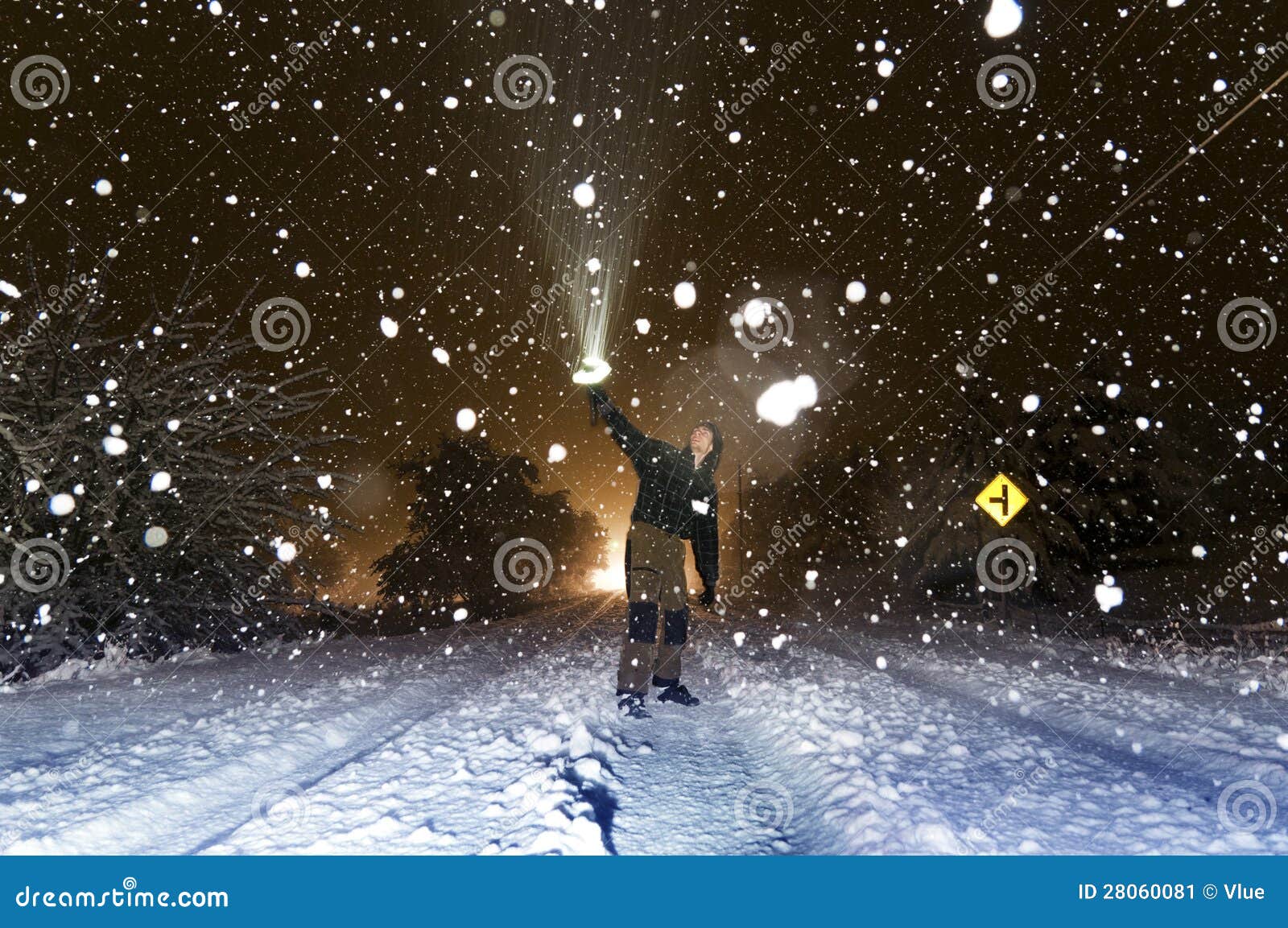 Man and snow stock image. Image of light, beam, celebrate - 28060081