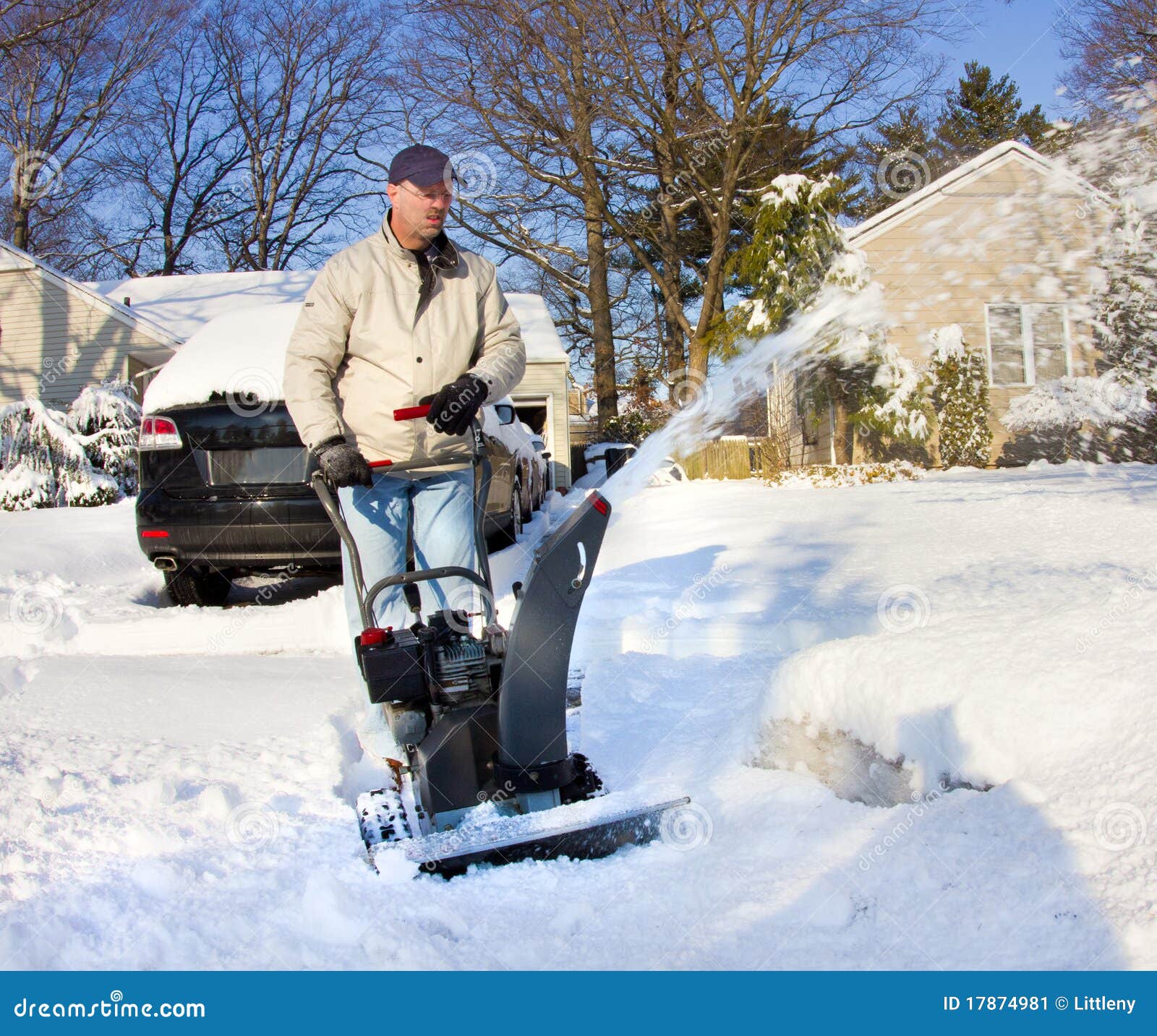 Man with Snow Blower stock image. Image of freezing, blower - 17874981
