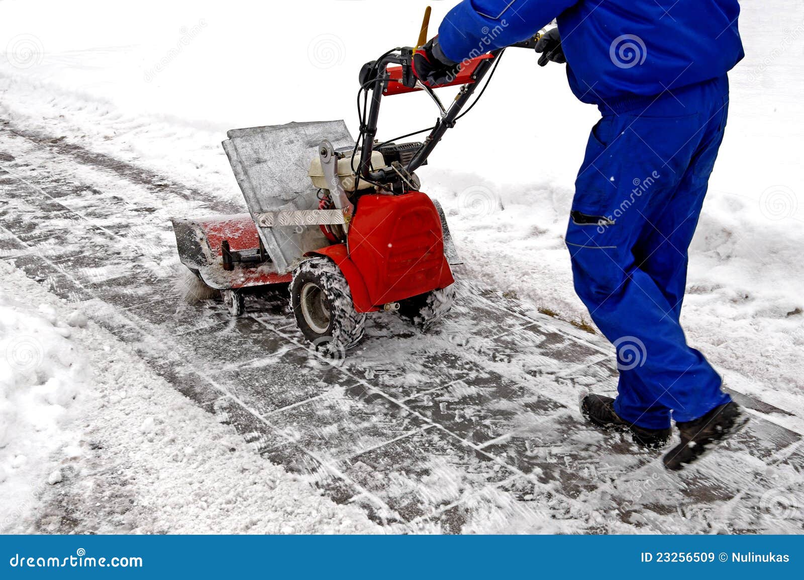 Man and a Snow Blowing Machine Stock Image - Image of machine, outdoor ...