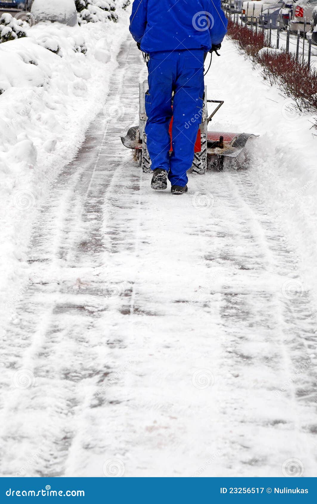 Man and a Snow Blowing Machine Stock Image - Image of snowstorm, harsh ...