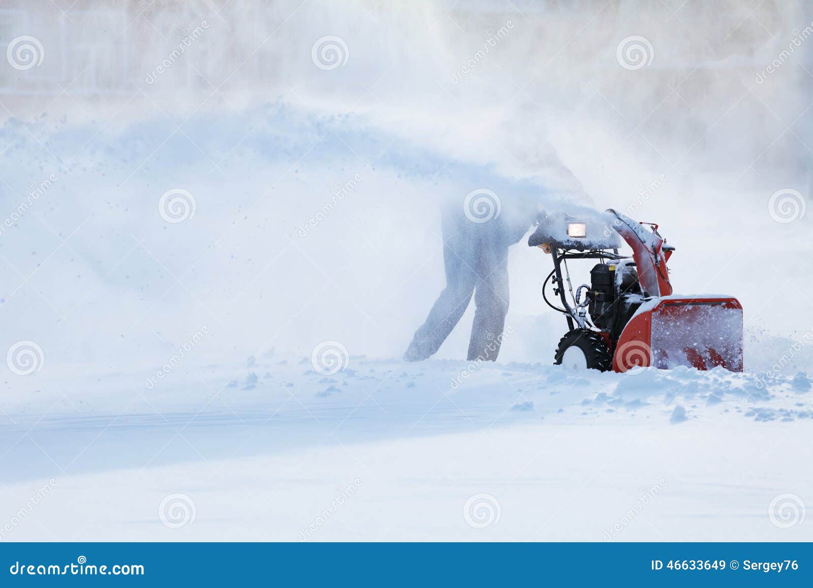 Man with a Snow Blowing Machine Stock Image - Image of nature ...