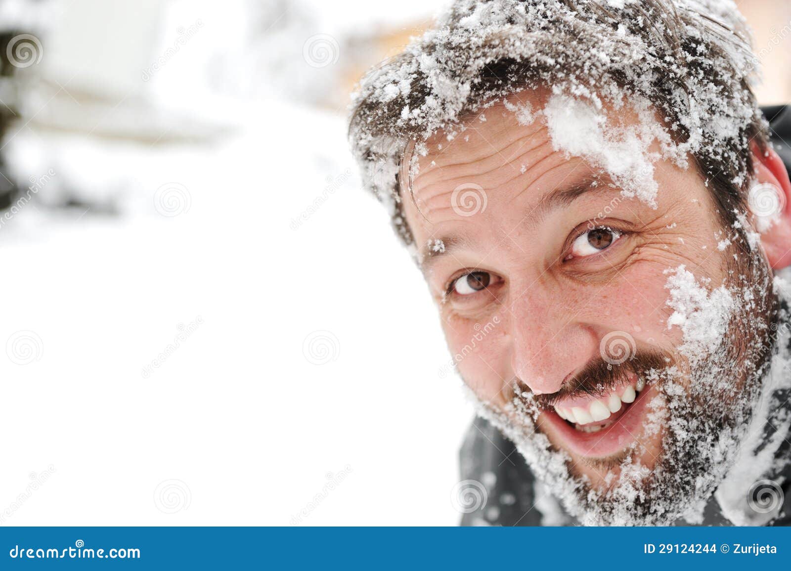 Man in snow, face fun stock photo. Image of smile, concept - 29124244
