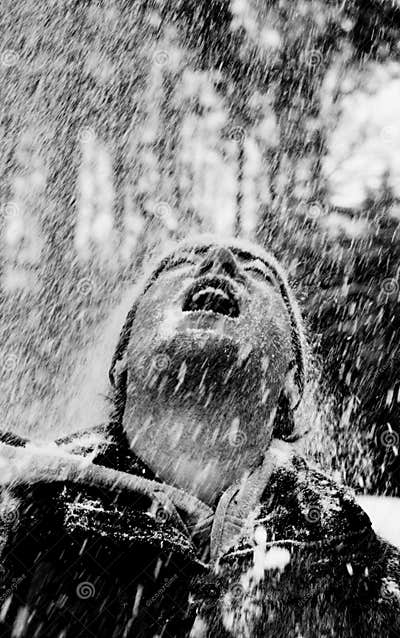Man in the snow rain stock image. Image of play, snowflake - 8475747