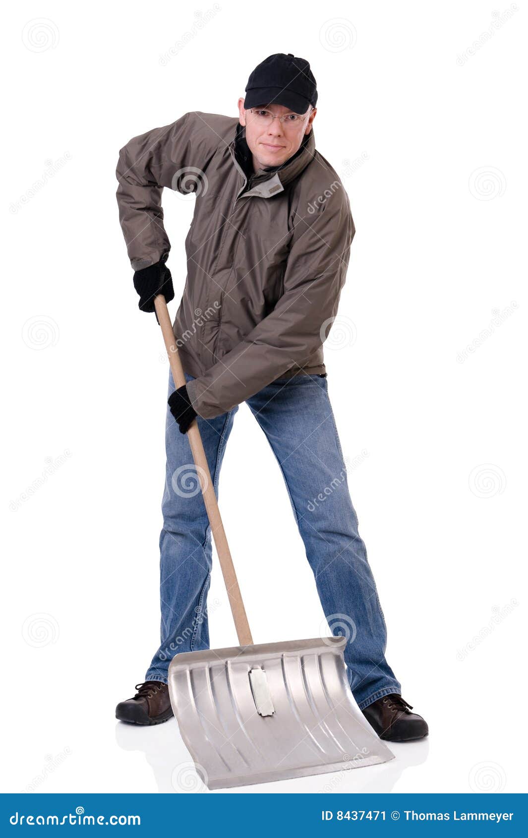 Man with snow shovel stock image. Image of gloves, craftsman - 8437471