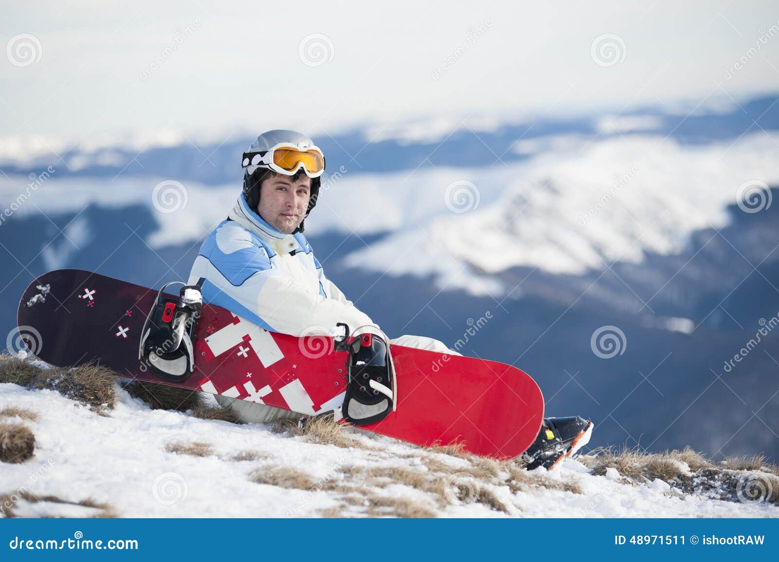 Man with snowboard stock image. Image of series, fashion - 48971511