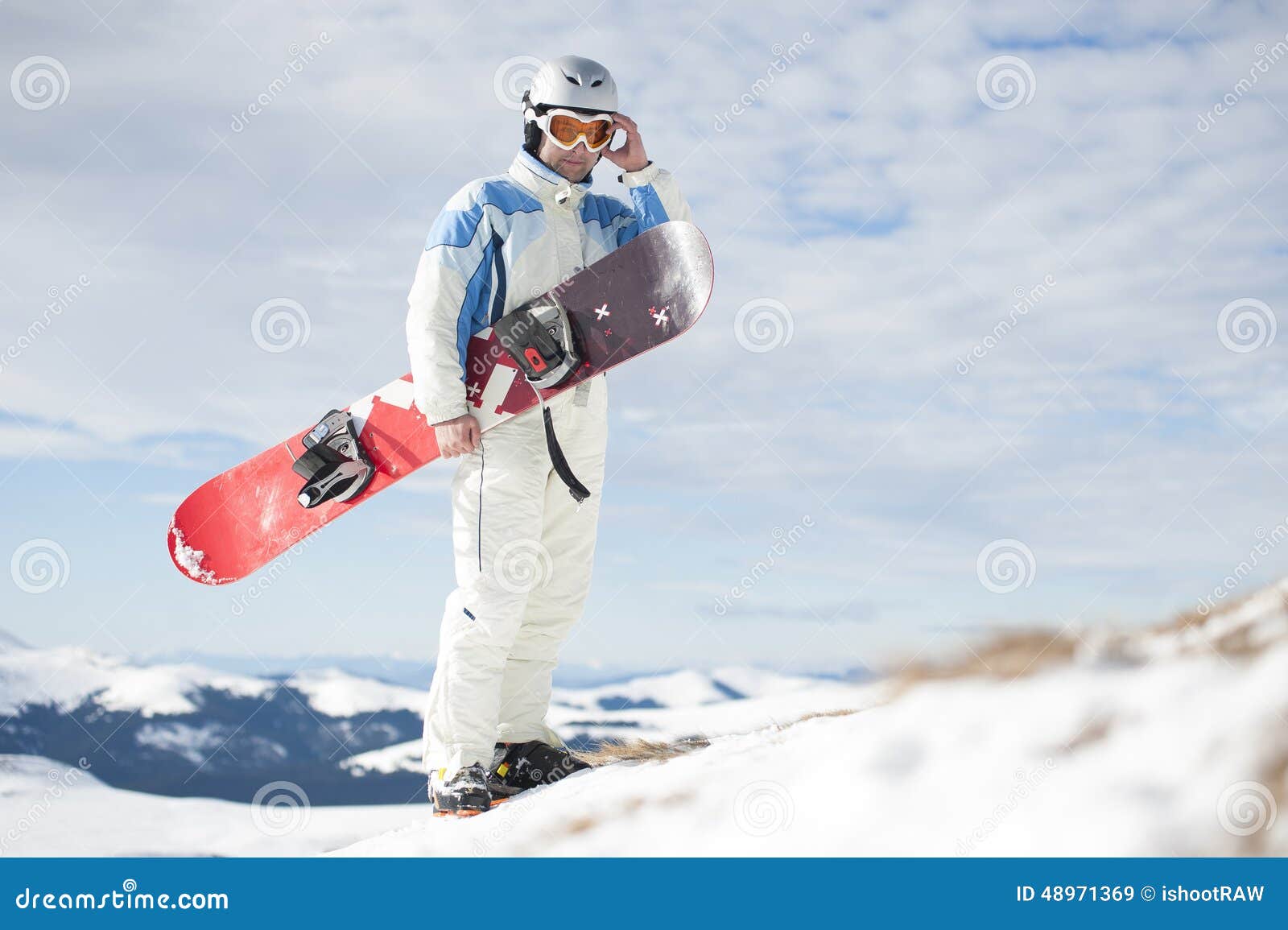 Man with snowboard stock image. Image of skis, clothes - 48971369