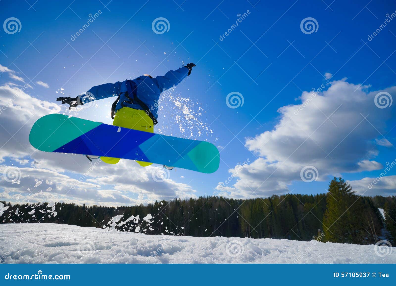Man on the snowboard stock image. Image of cool, blue - 57105937