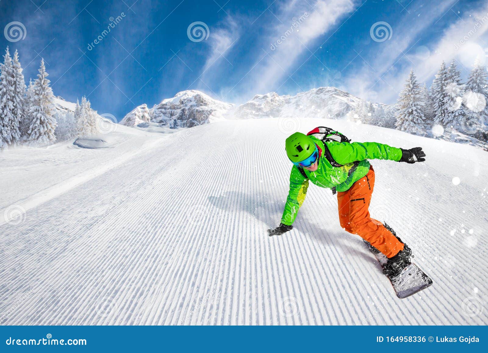 Man Snowboarder Riding on Slope. Stock Photo - Image of extreme ...