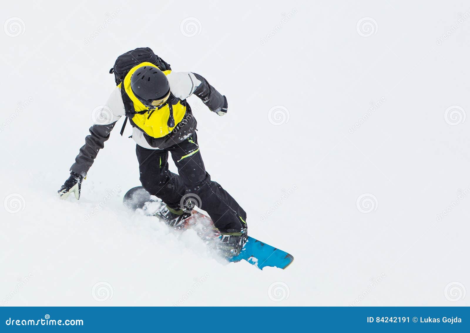 Man Snowboarder Riding on Slope. Stock Image - Image of cool, fast ...