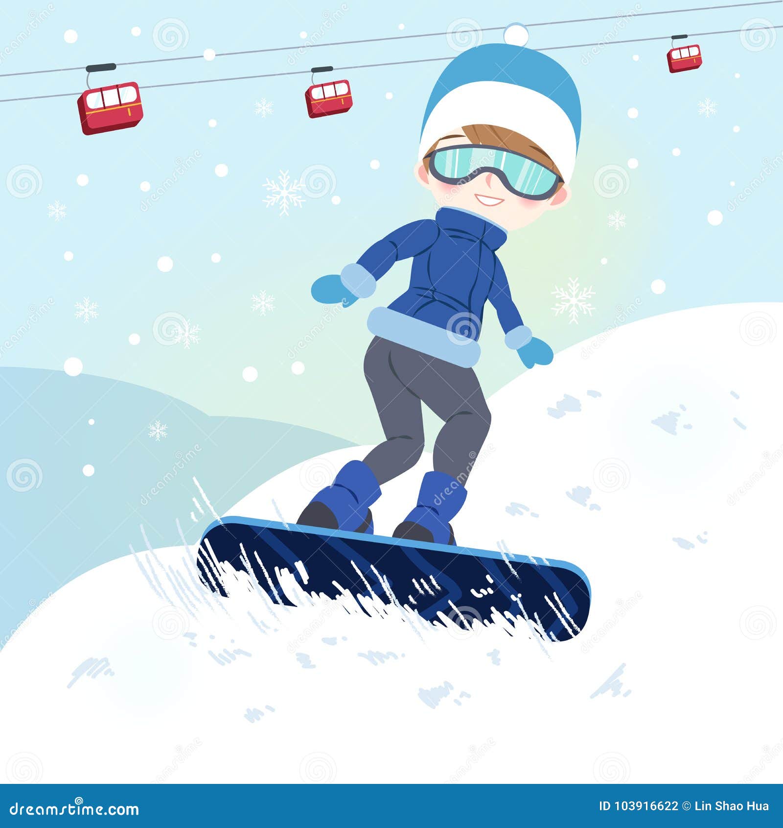 Man is snowboarding stock illustration. Illustration of comic - 103916622