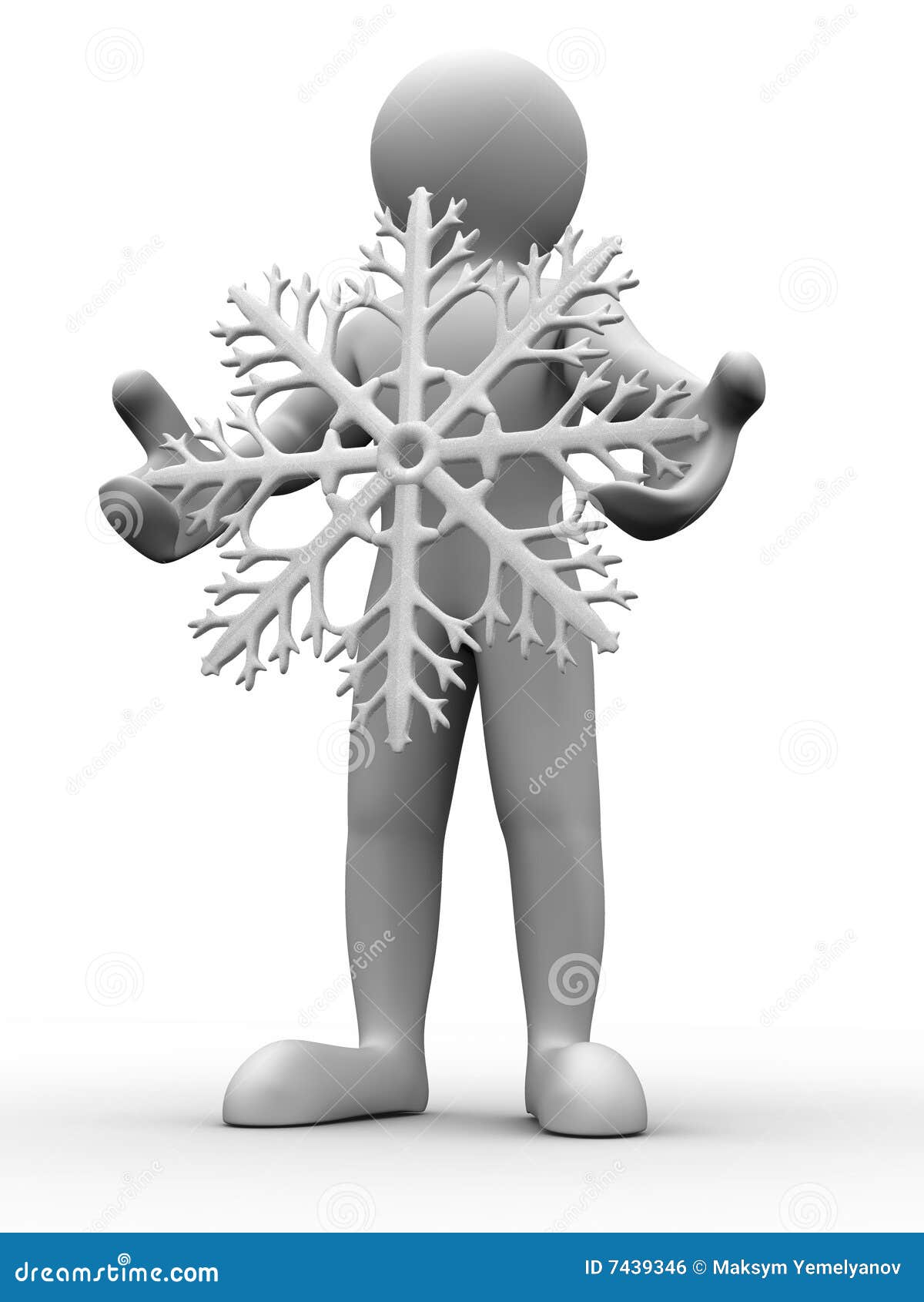 Man with snowflakes stock illustration. Illustration of happy - 7439346