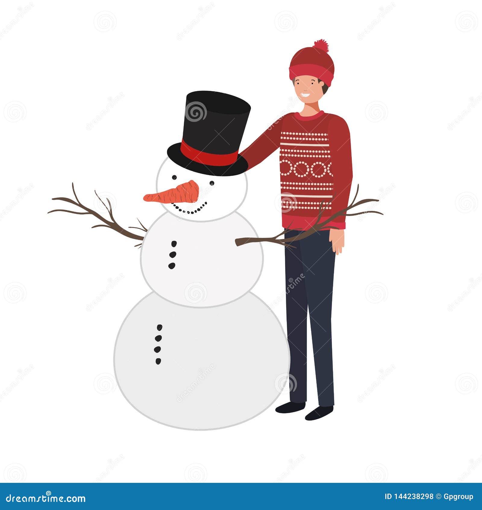 Man with Snowman Avatar Character Stock Vector - Illustration of person ...
