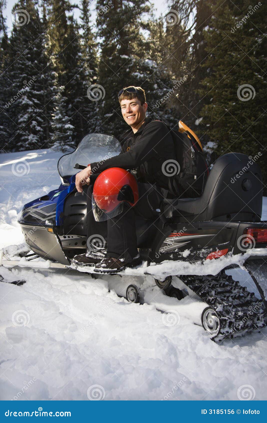 Man on snowmobile. stock photo. Image of 070311c0361, portrait - 3185156
