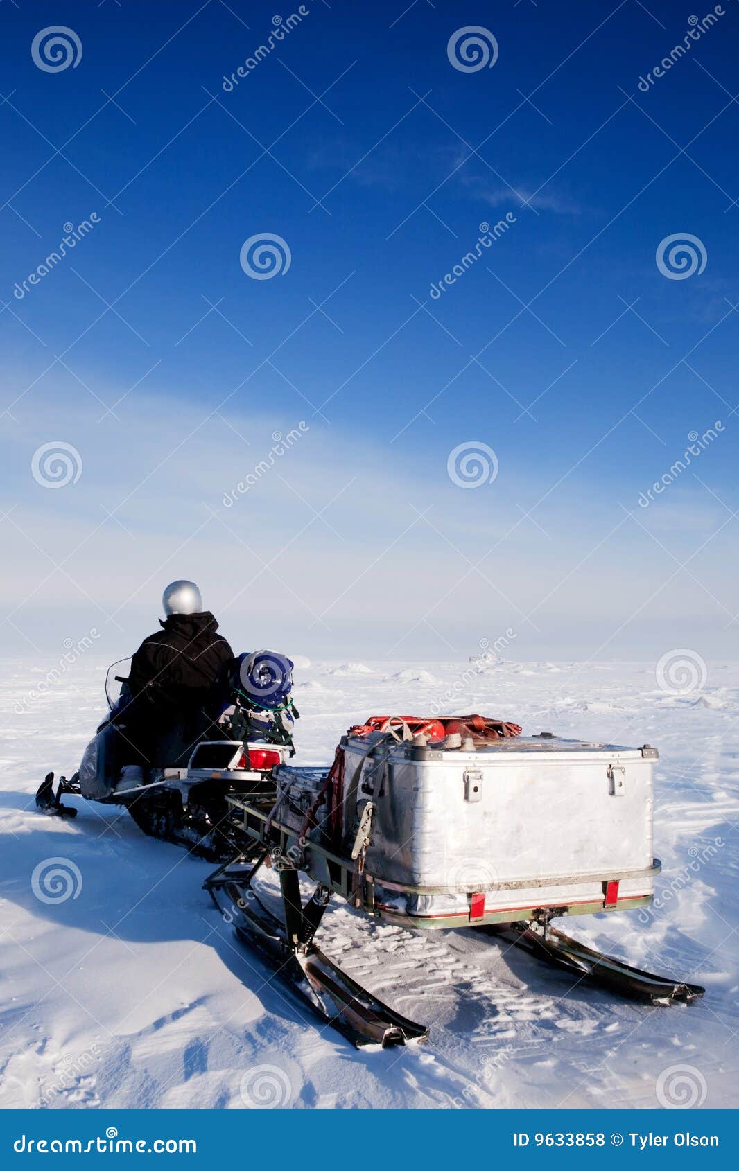 Man with Snowmobile stock photo. Image of scene, north - 9633858