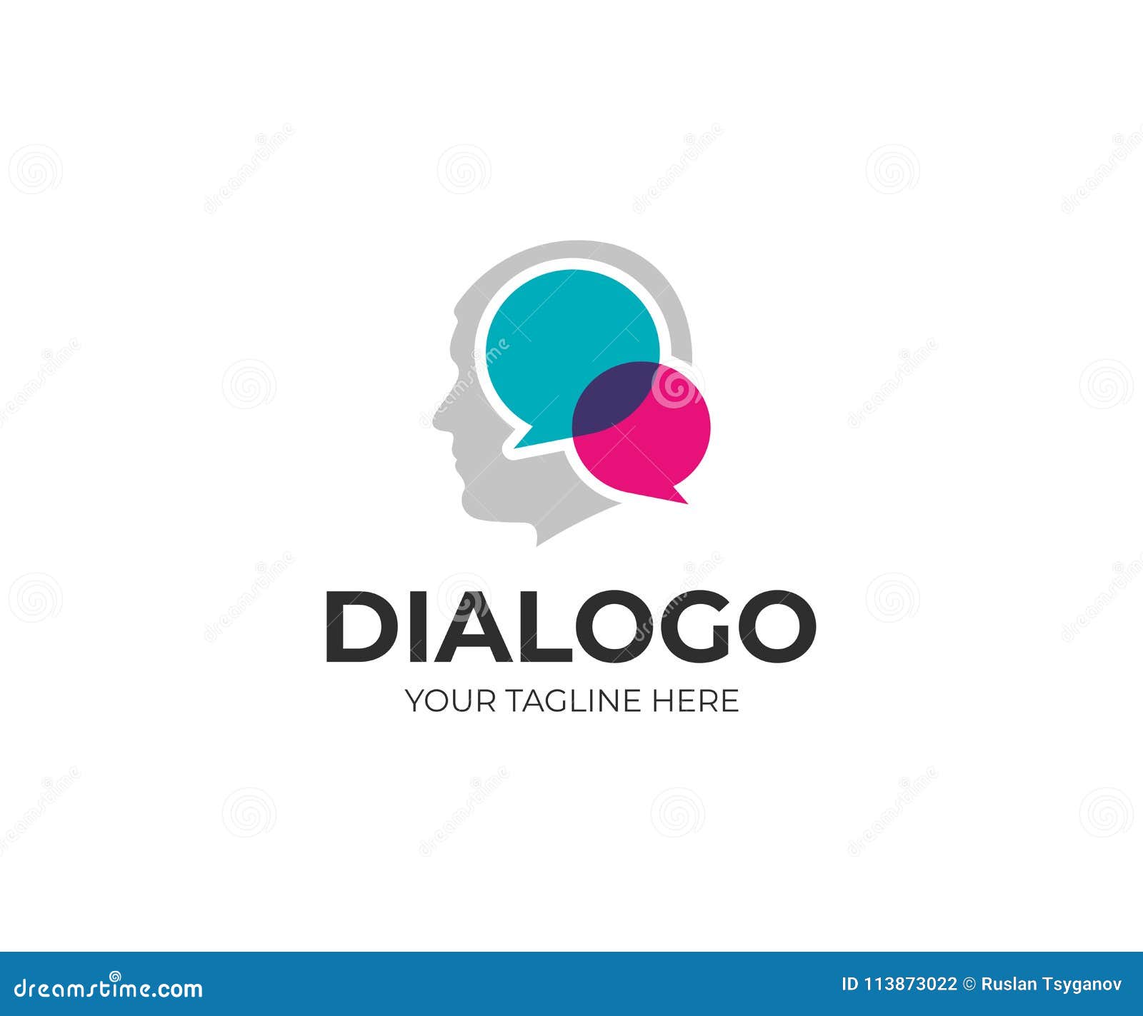 Man Social Communication Logo Template. Men Head and Chat Vector Design ...