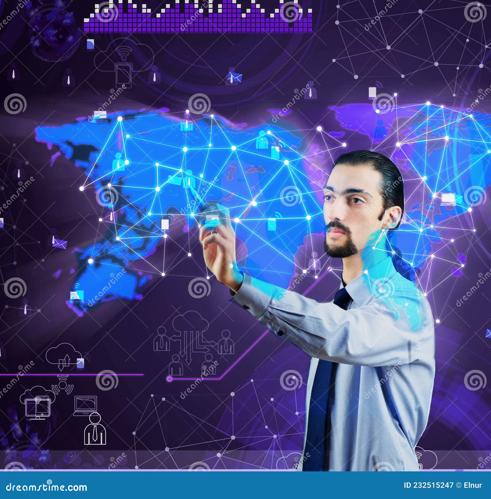 Man in Social Data Management Concept Stock Image - Image of internet ...