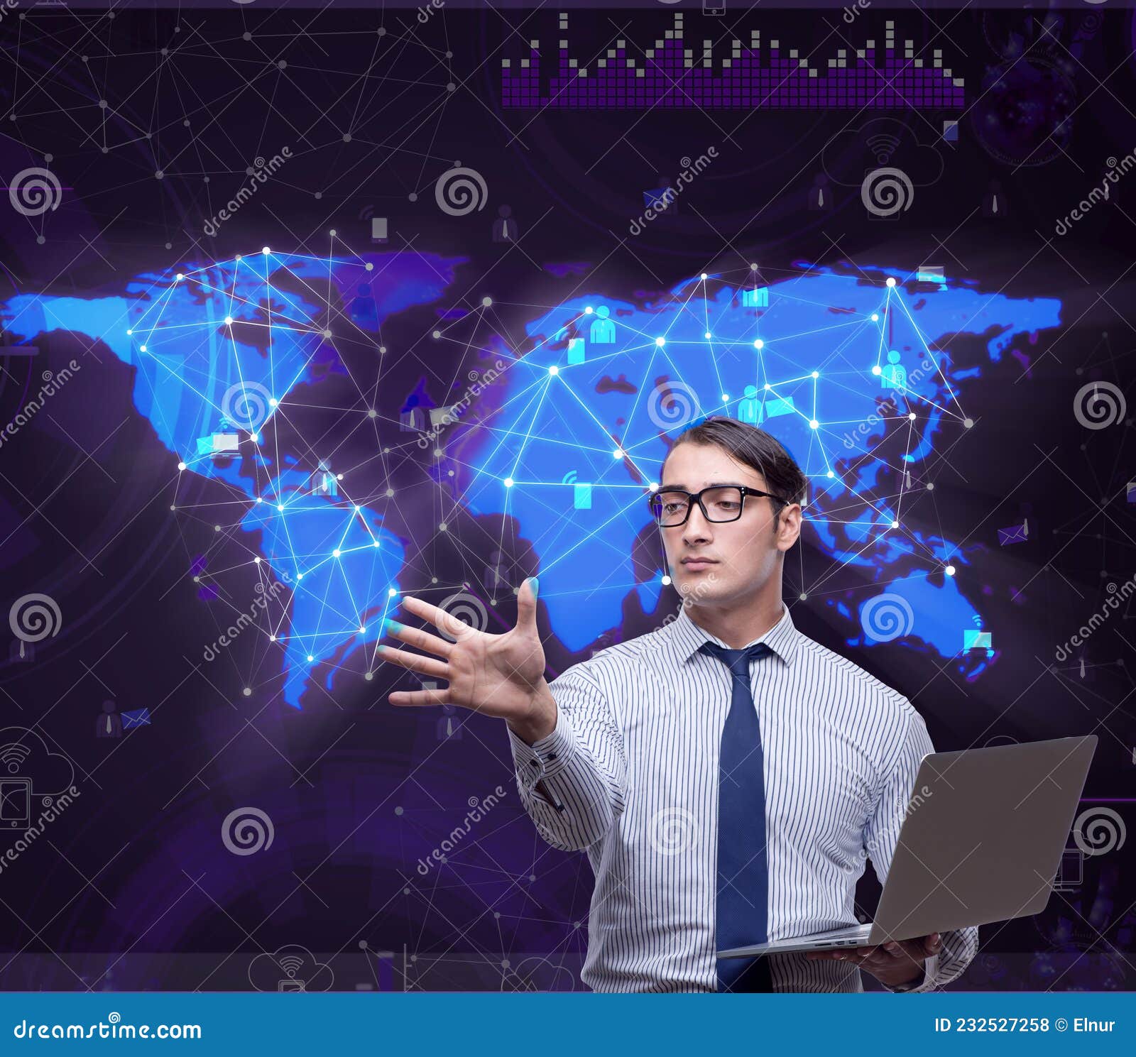 Man in Social Data Management Concept Stock Photo - Image of email ...