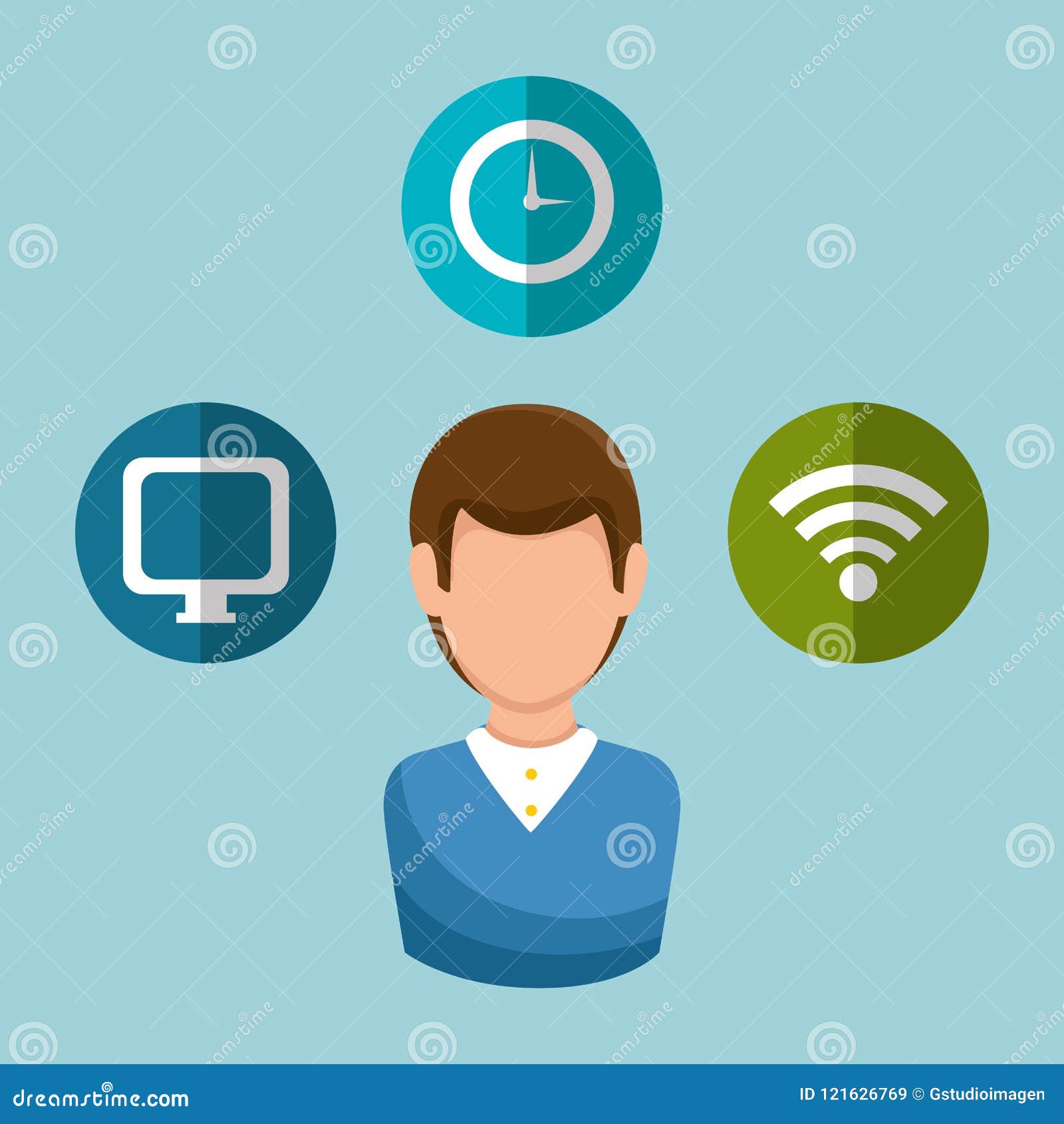 Man with social media icon stock vector. Illustration of marketing ...