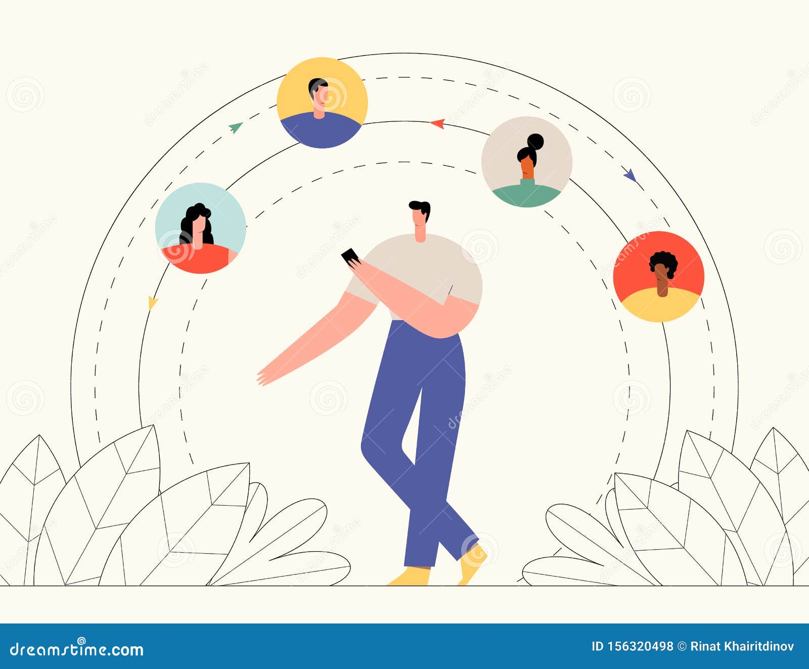 People In Virtual Reality Vector Illustration Cartoon Flat Man Woman