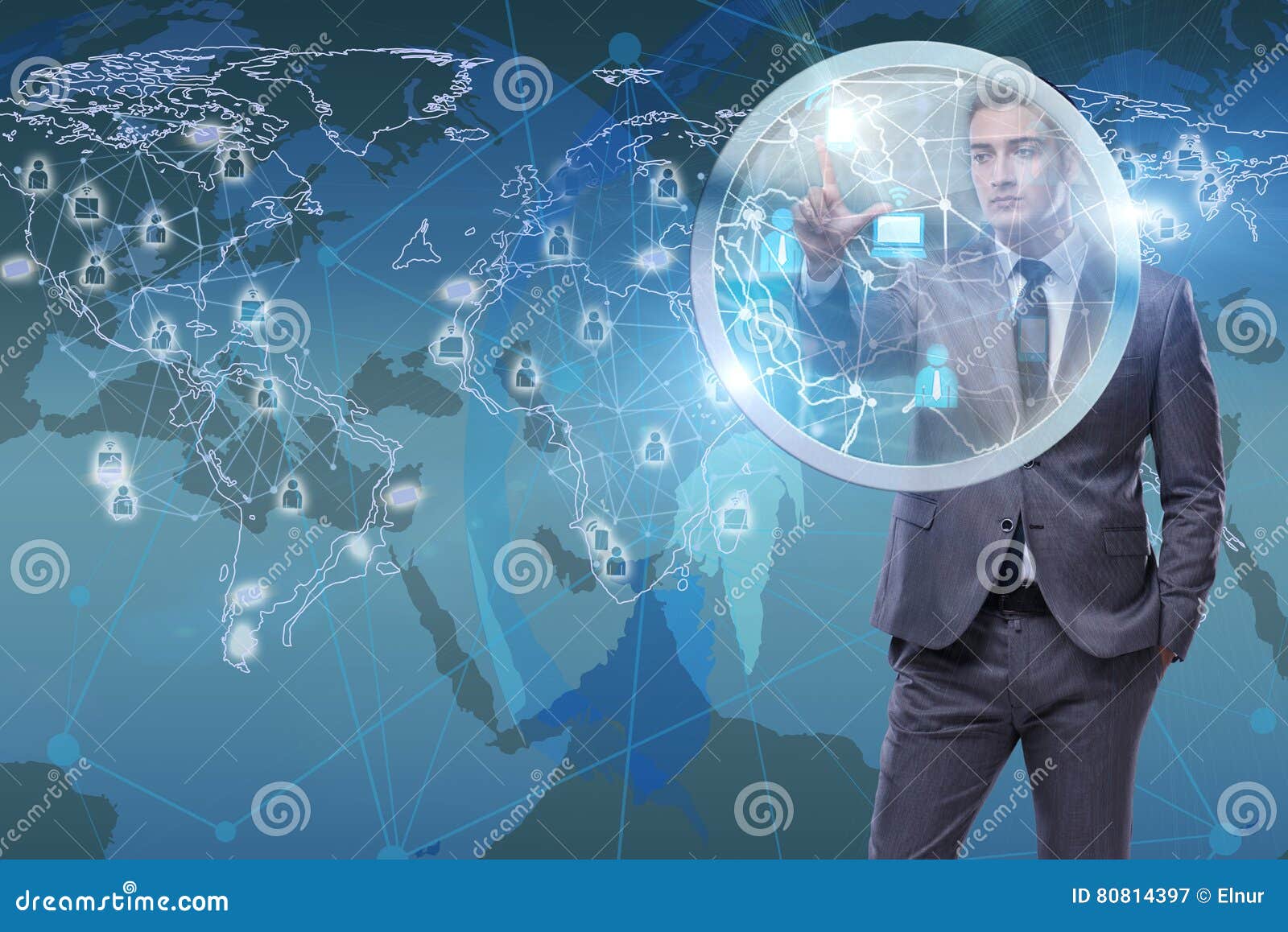 The Man in Social Networks Concept Stock Illustration - Illustration of ...