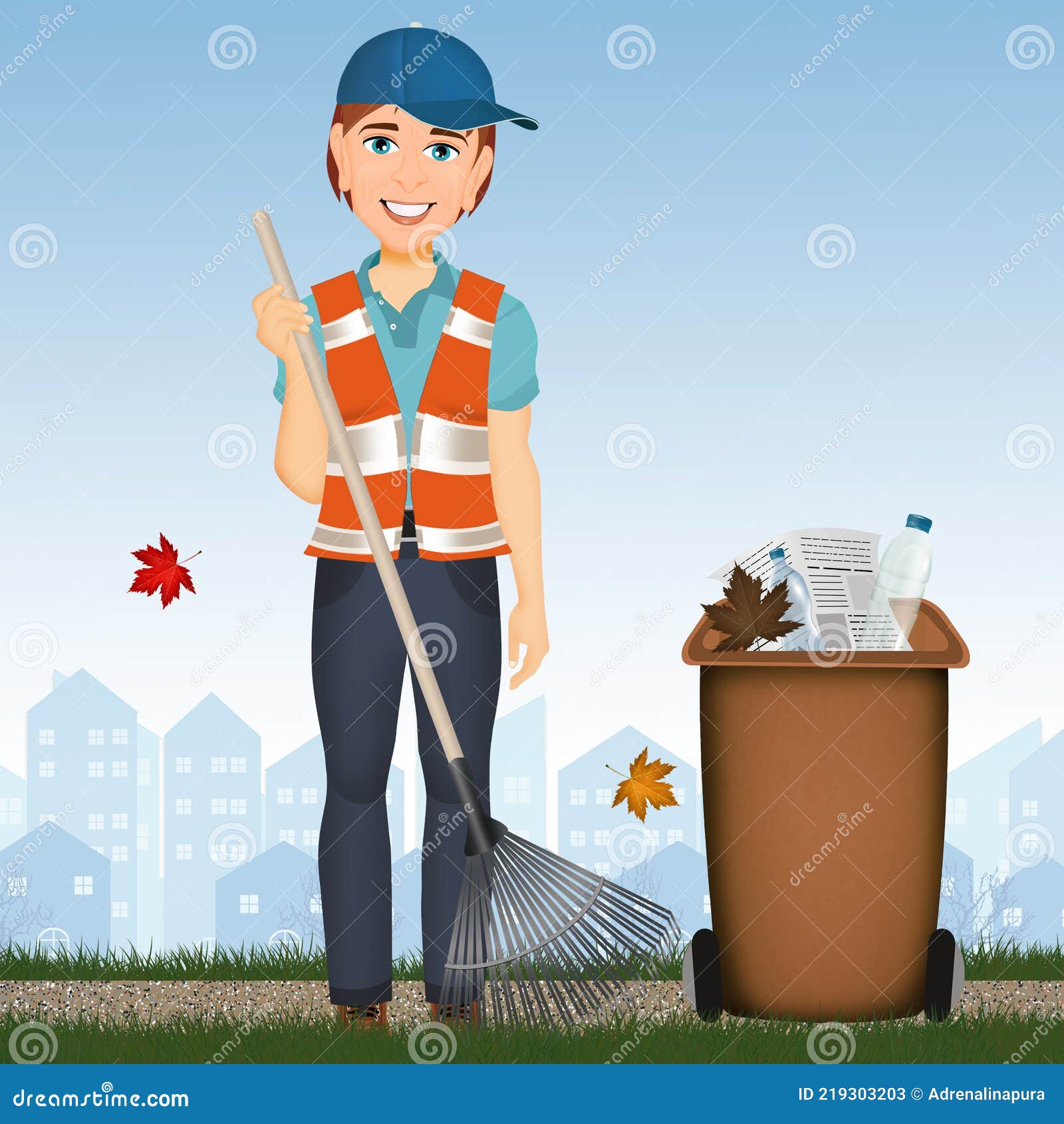 Man in Socially Useful Work Stock Illustration - Illustration of worker ...