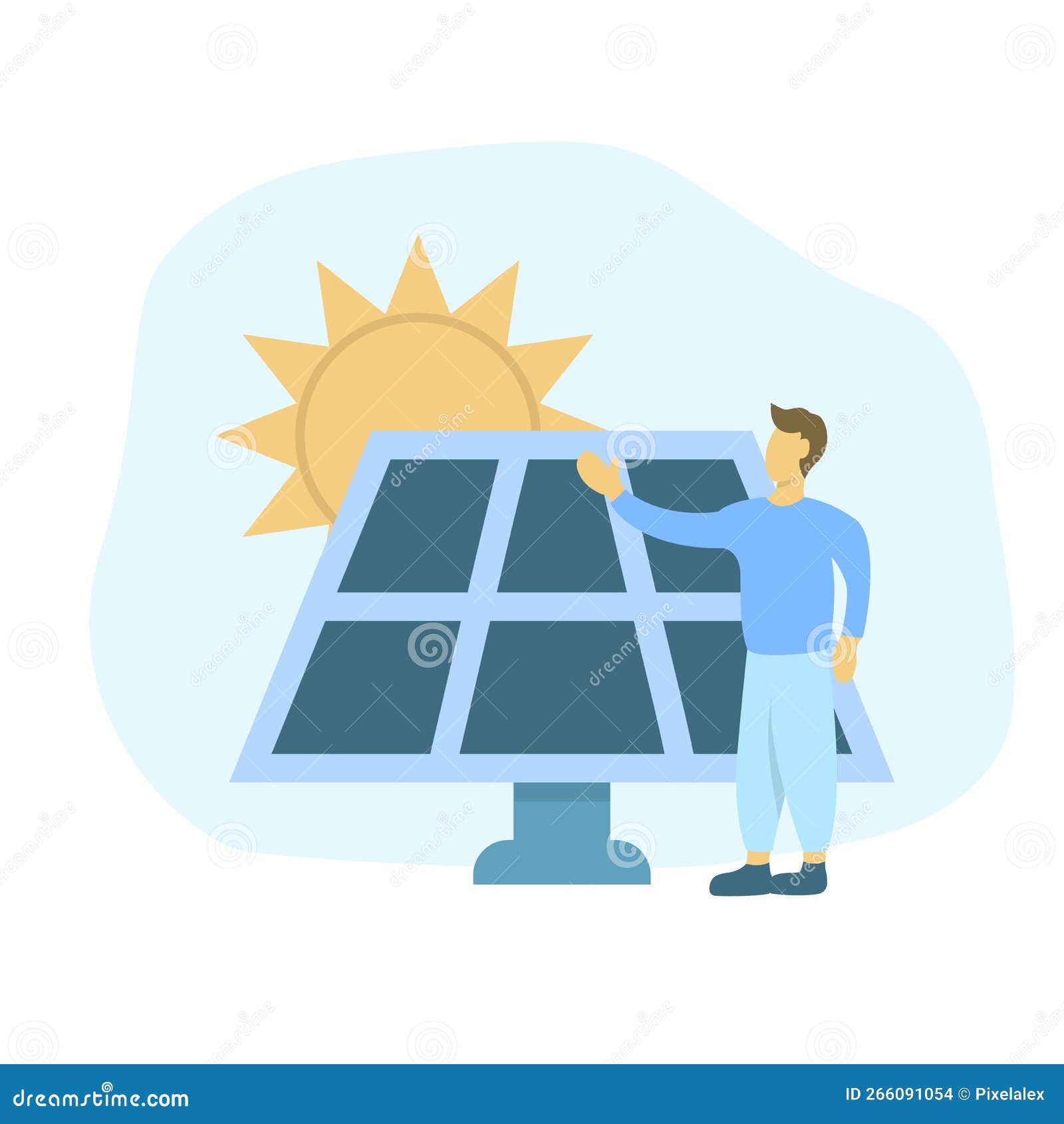 Man with Solar Panel and Sun Stock Vector - Illustration of male ...