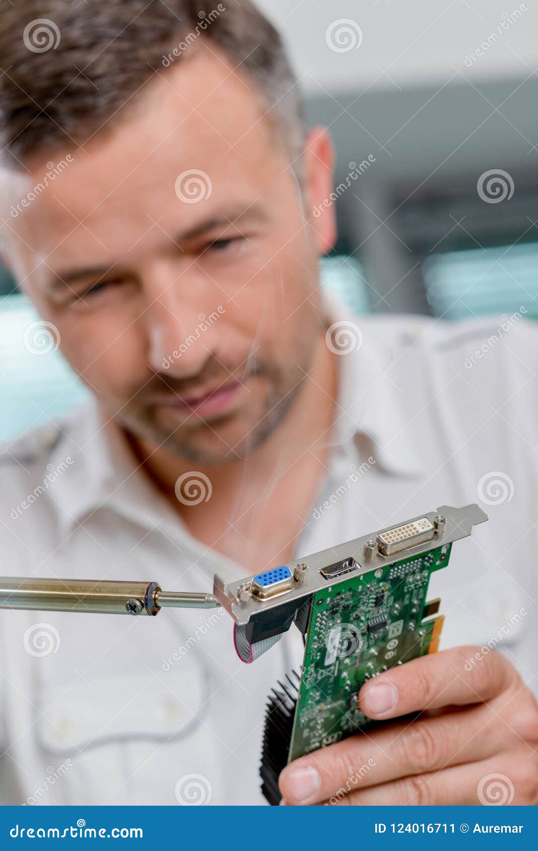 Man Soldering Computer Component Stock Image - Image of join, component ...