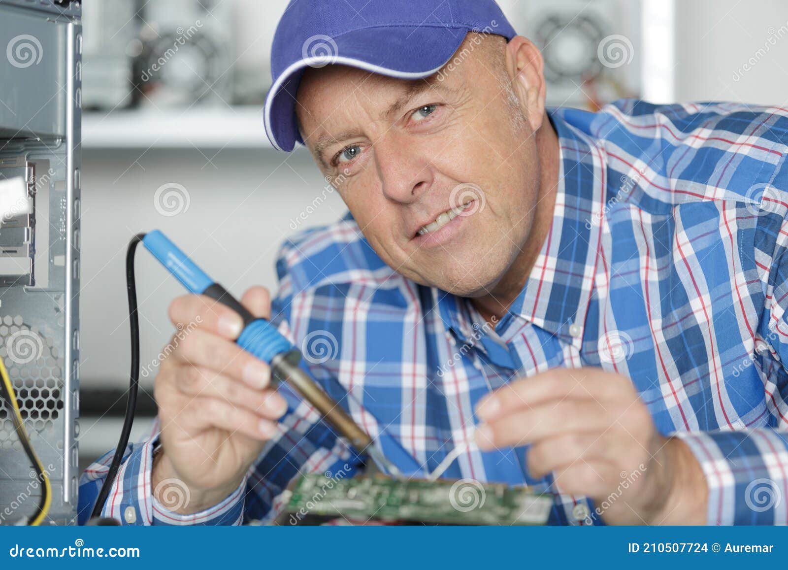 Man Soldering Computer Parts Stock Photo - Image of technology, tech ...