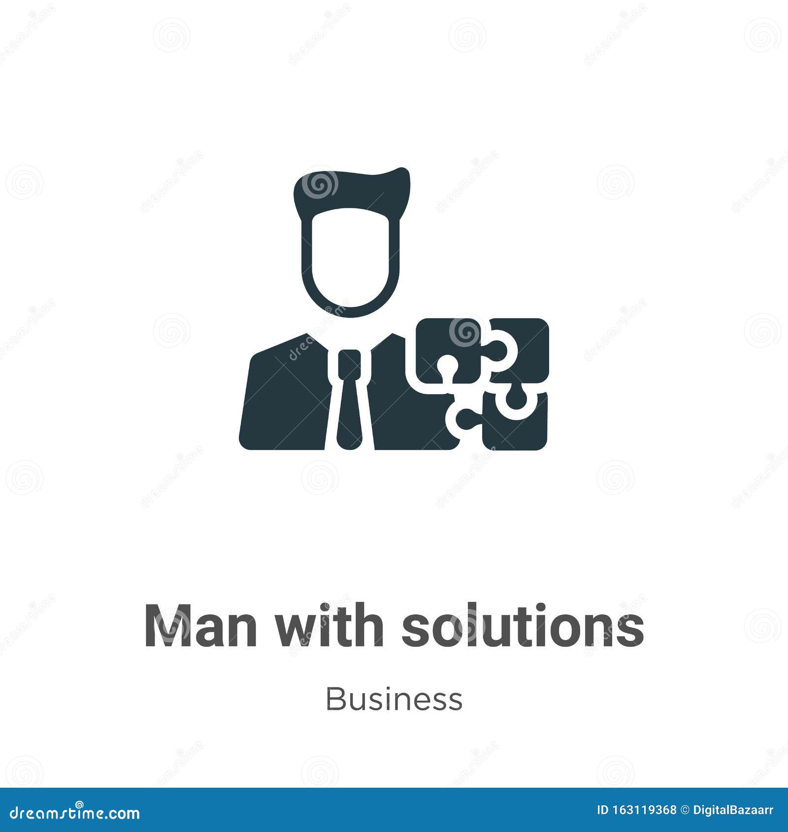 Man with Solutions Vector Icon on White Background. Flat Vector Man ...