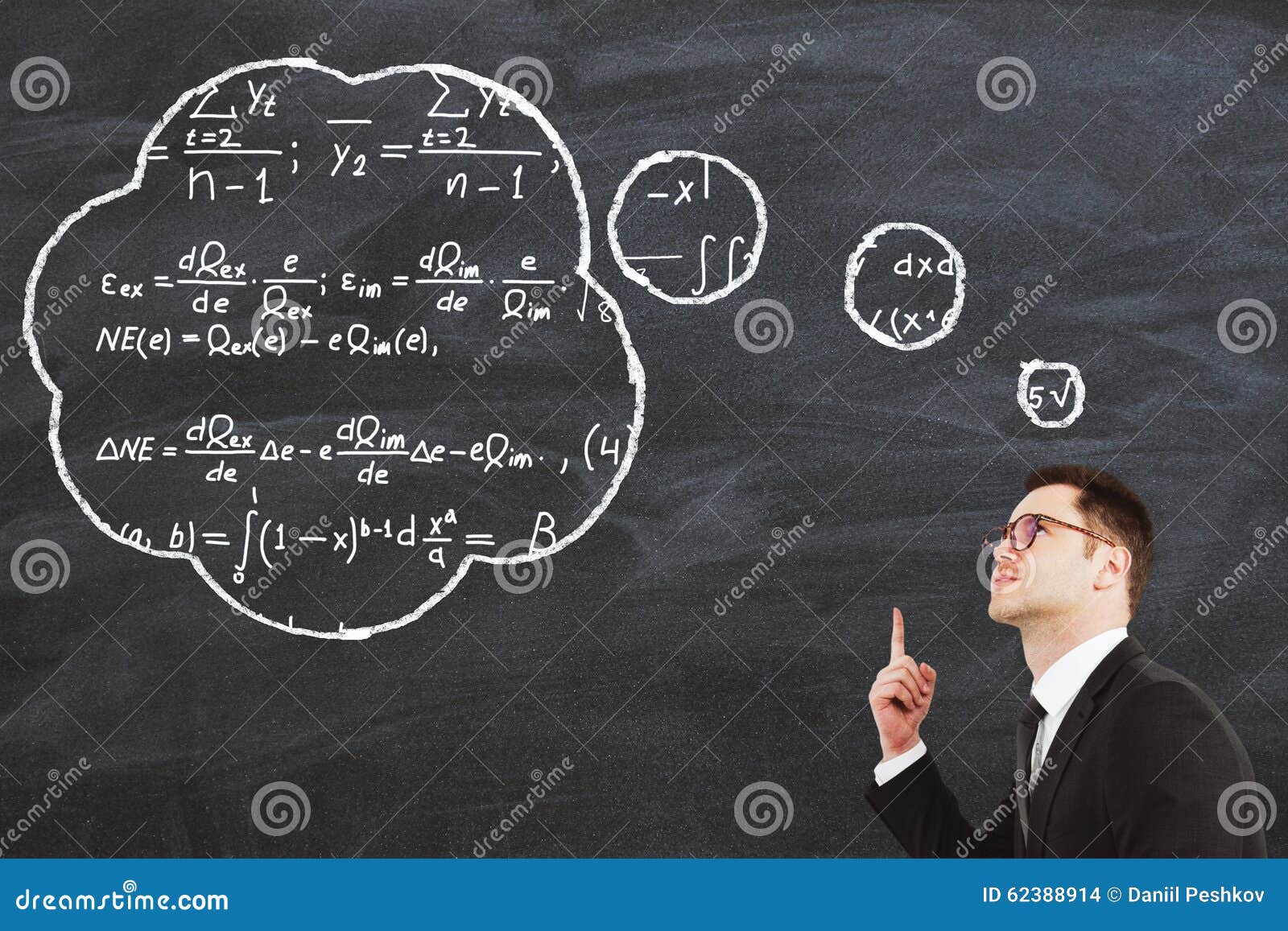 Man Solves the Equation and Has Idea Concept Stock Photo - Image of ...