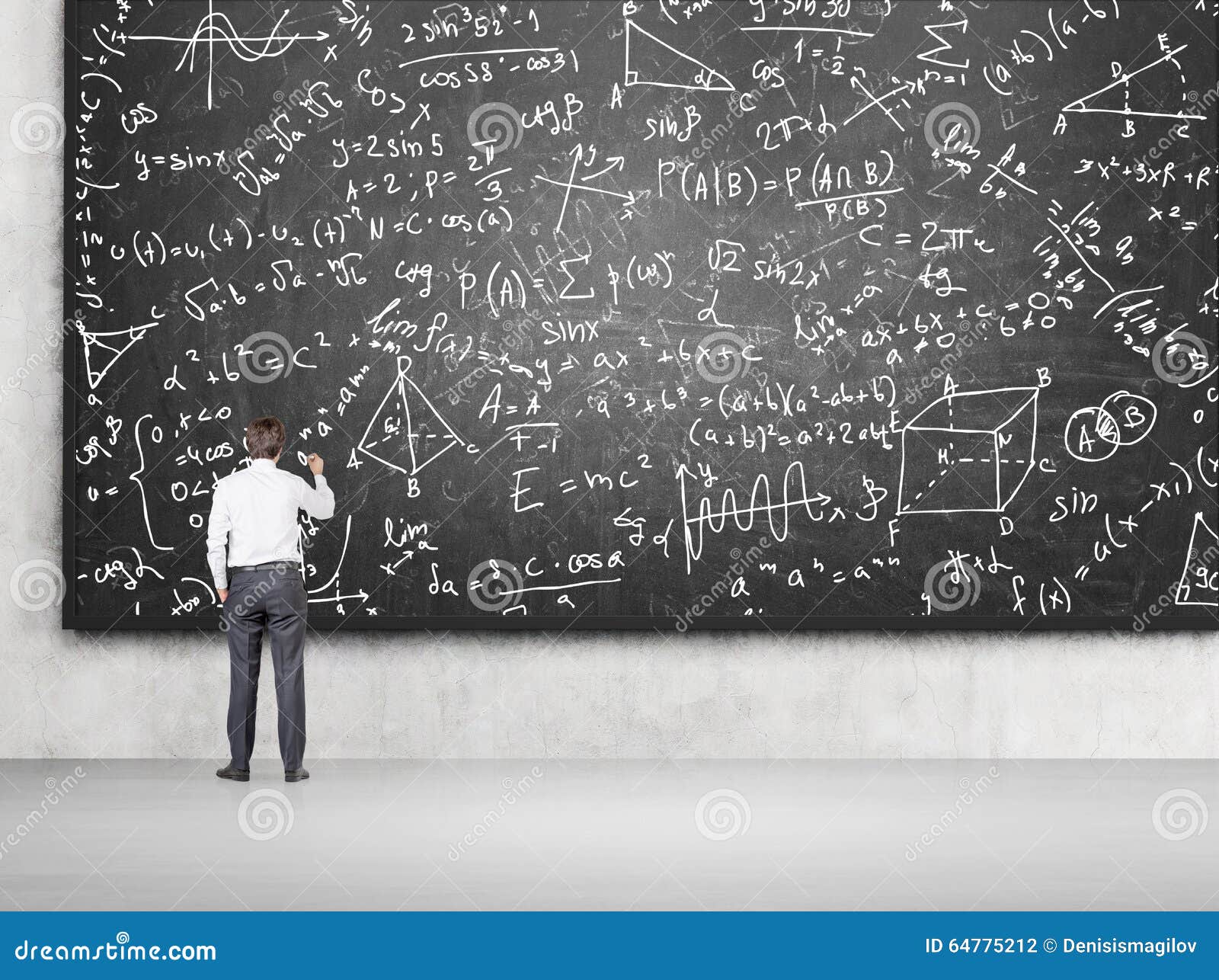 Man Solving Problems on Blackboard Stock Photo - Image of bachelor ...