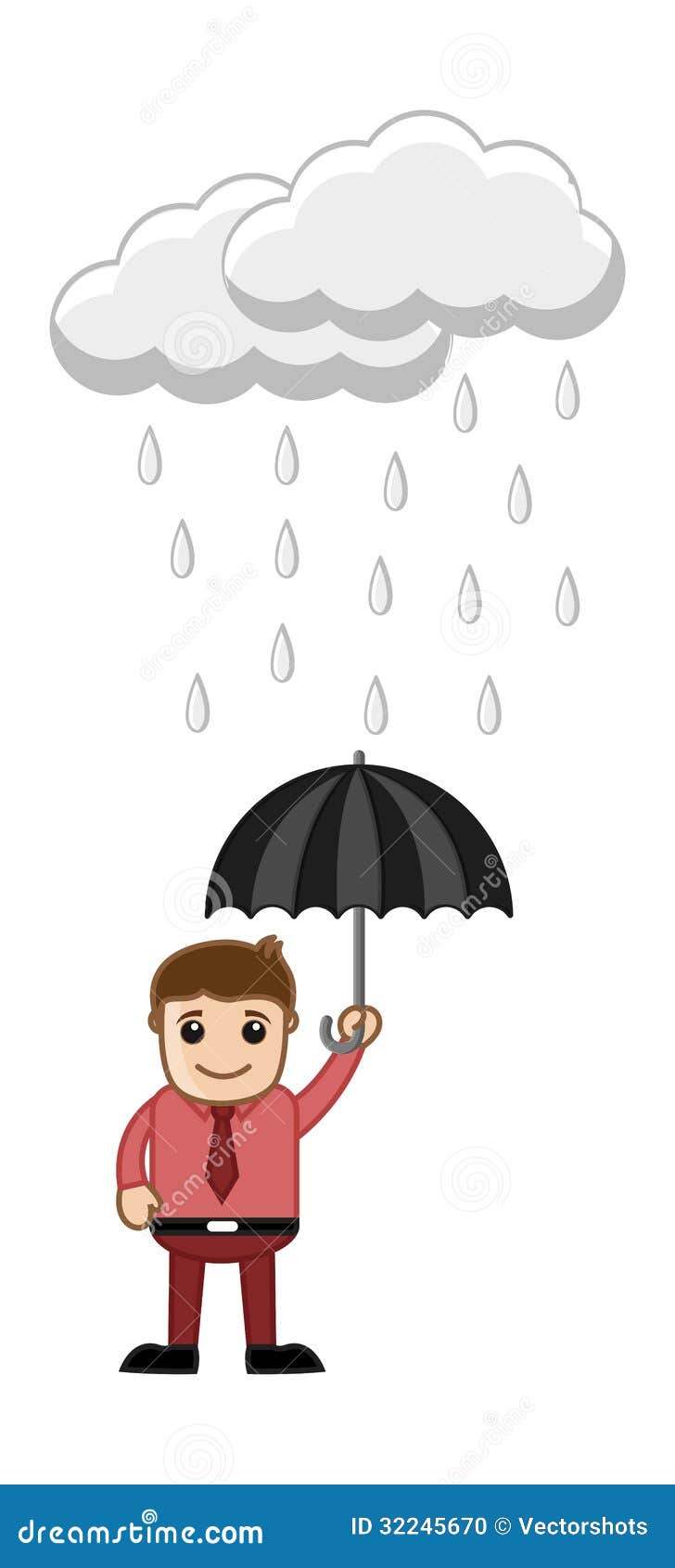 Man Som Rymmer Ett Paraply I Regn Vektor Illustrationer - Illustration ...