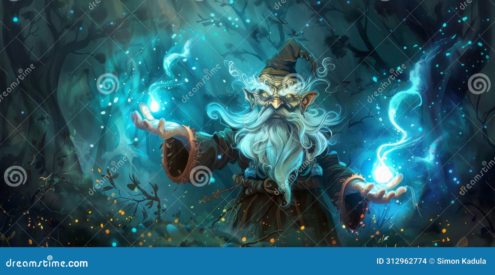 Man Sorcerer Magic Casting a Spell, Magical Concept Stock Photo - Image ...