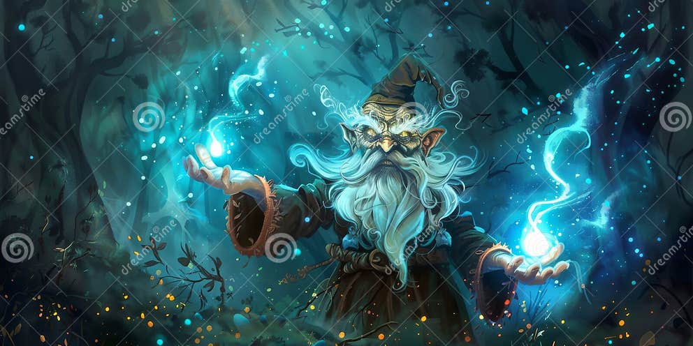 Man Sorcerer Magic Casting a Spell, Magical Concept Stock Photo - Image ...