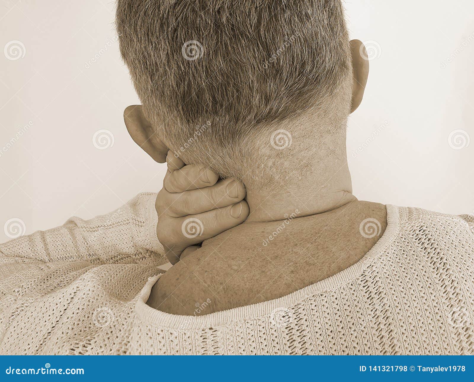 Man Sore Neck Vertebral Symptom Suffering Inflammation Stock Photo ...