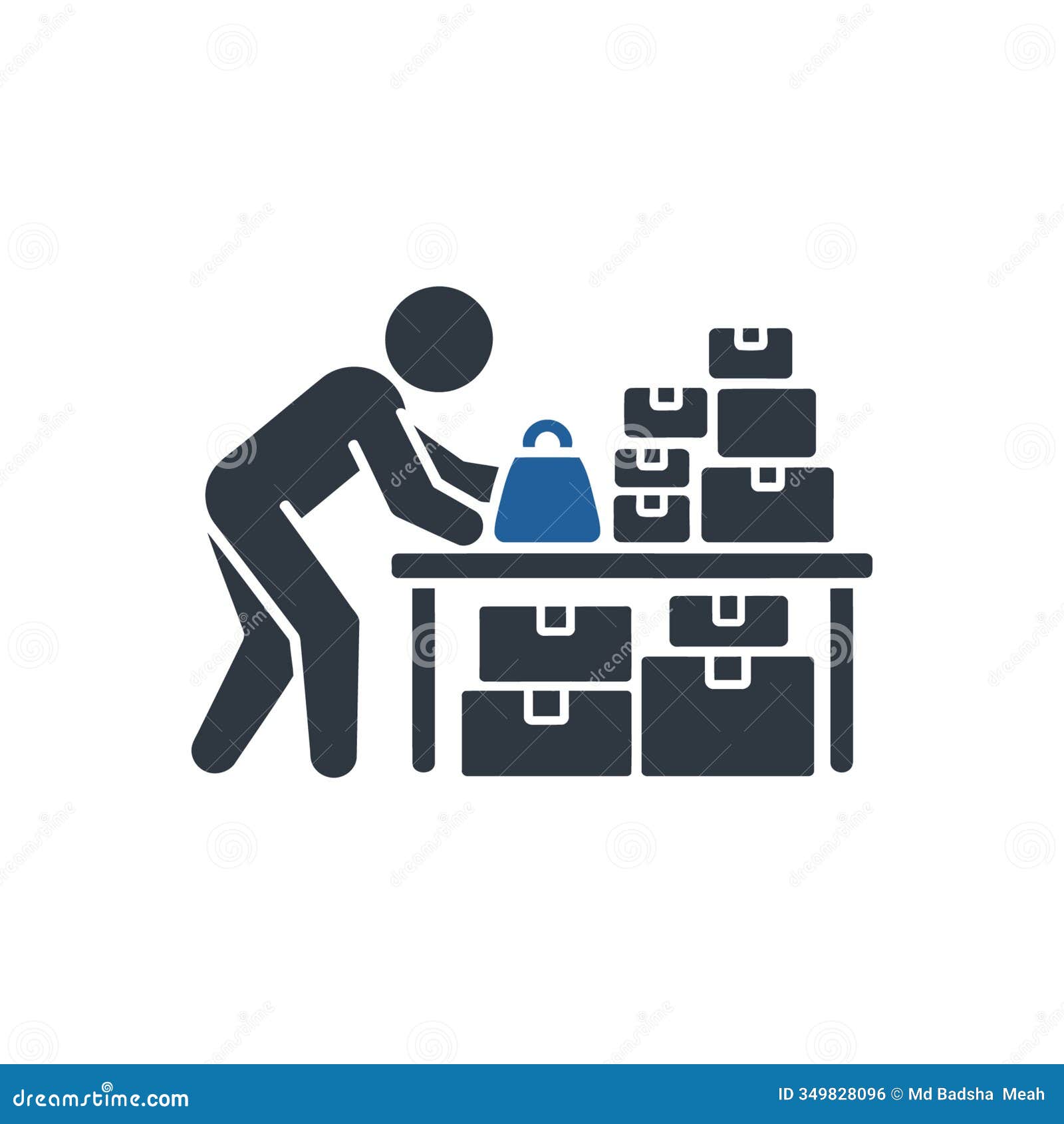 Man Sorting Bags Icon stock vector. Illustration of sorting - 349828096