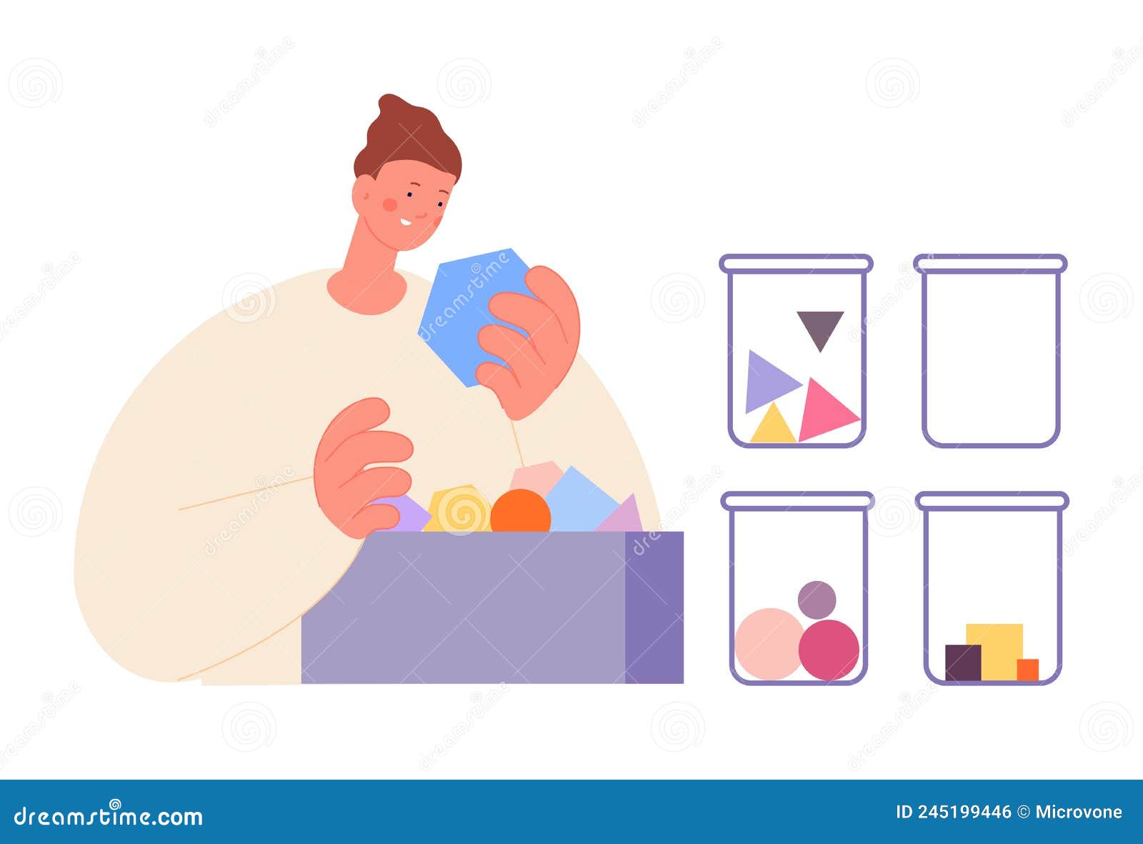 Man Sorting Geometric Shapes. Time Management and Tasks Distribution ...