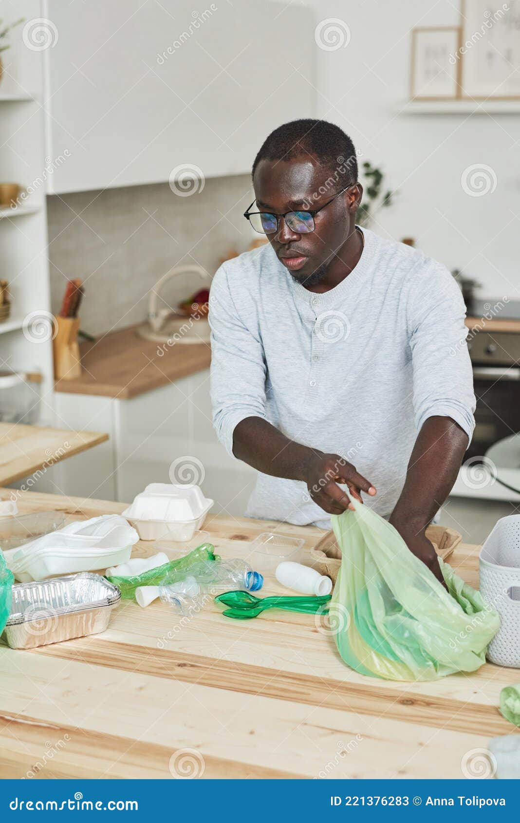 Man Sorting the Rubbish at Home Stock Image - Image of creativity ...
