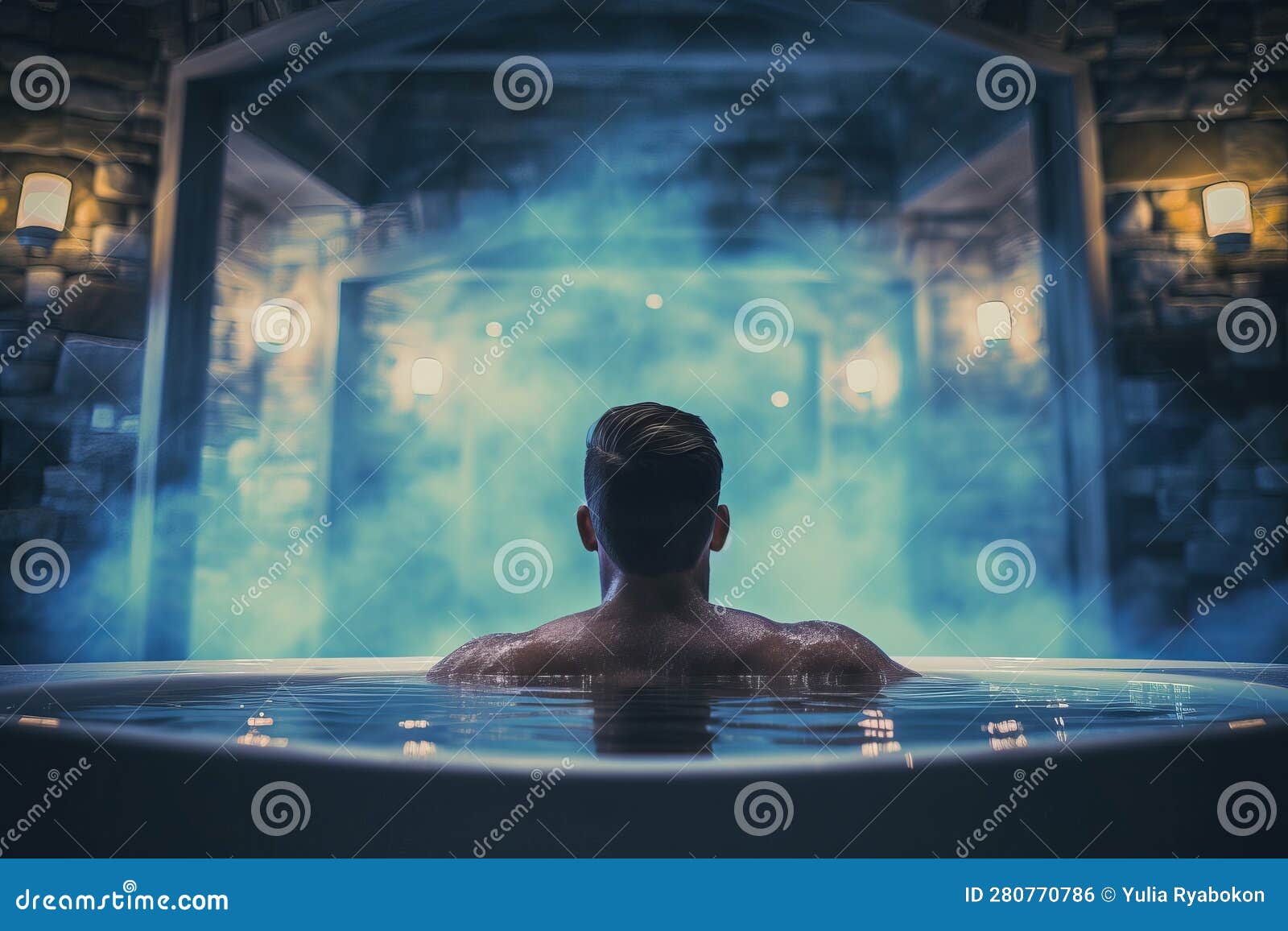 Man Spa Jacuzzi. Generate Ai Stock Illustration - Illustration of ...