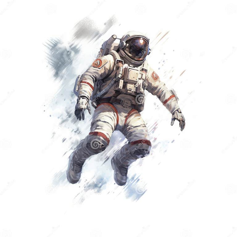 A Man in a Space Suit Floating in Zero Gravity Stock Illustration ...