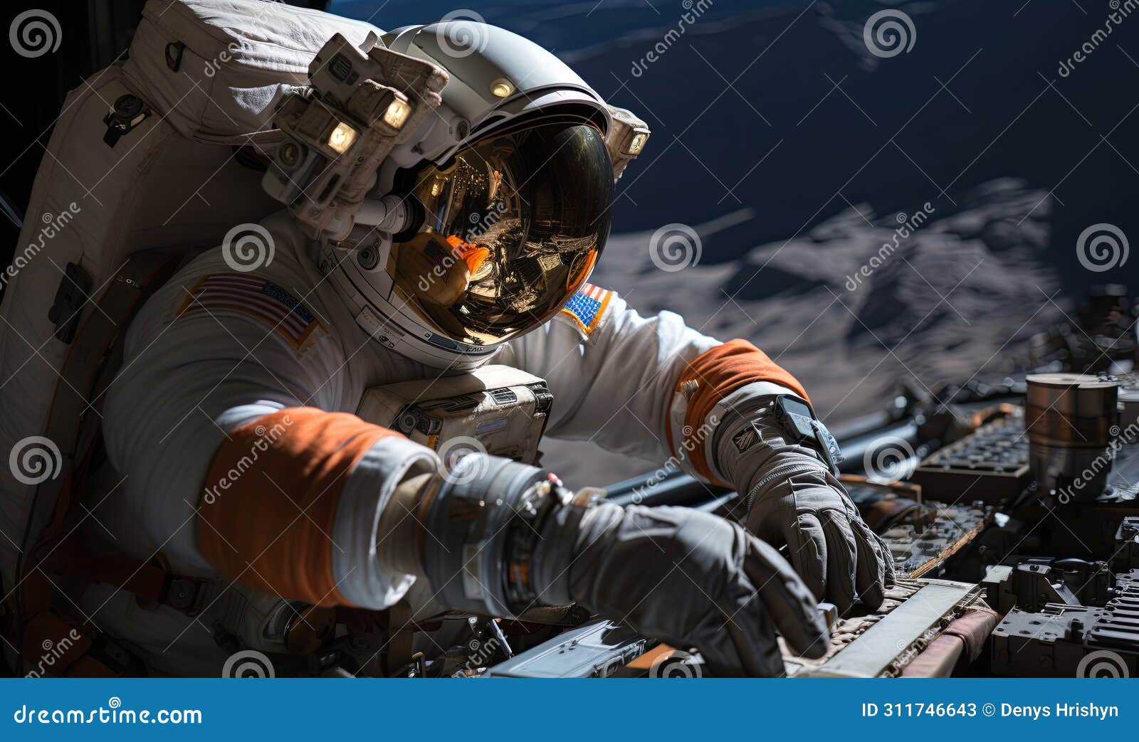 Astronaut Sitting in Space Station Stock Image - Image of spaceship ...