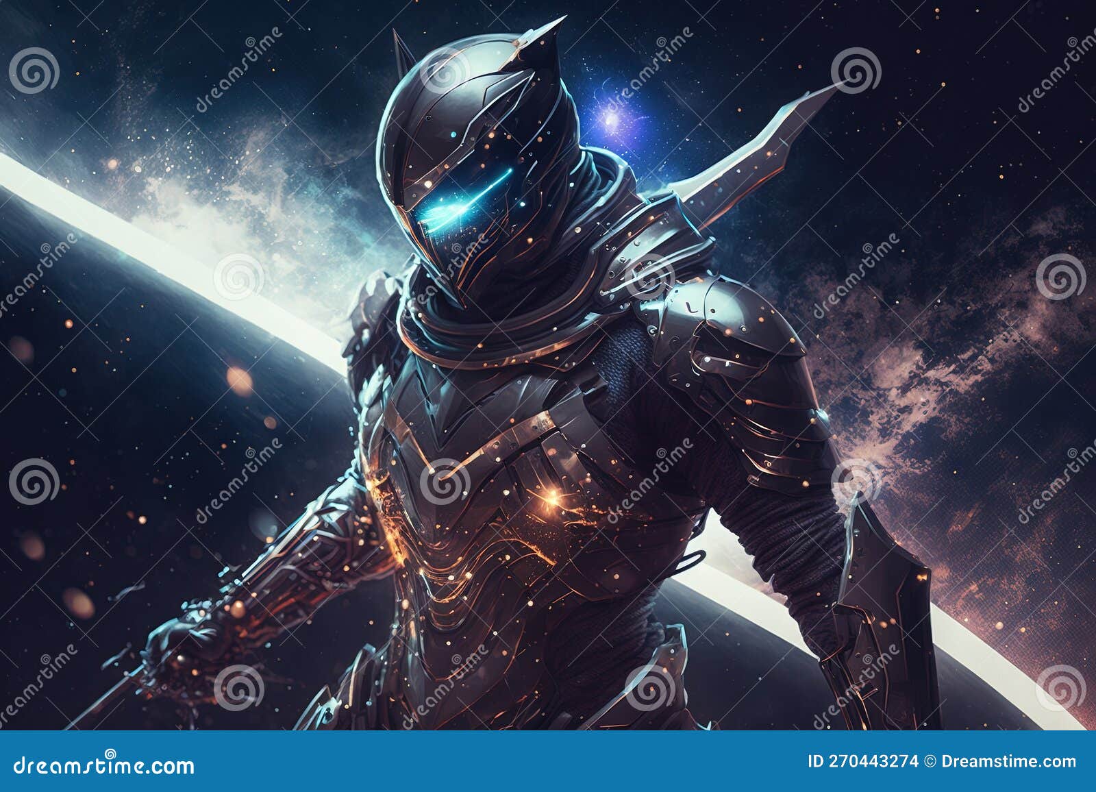 A Man in a Space Suit Standing in Front of a Planet. Stock Illustration ...